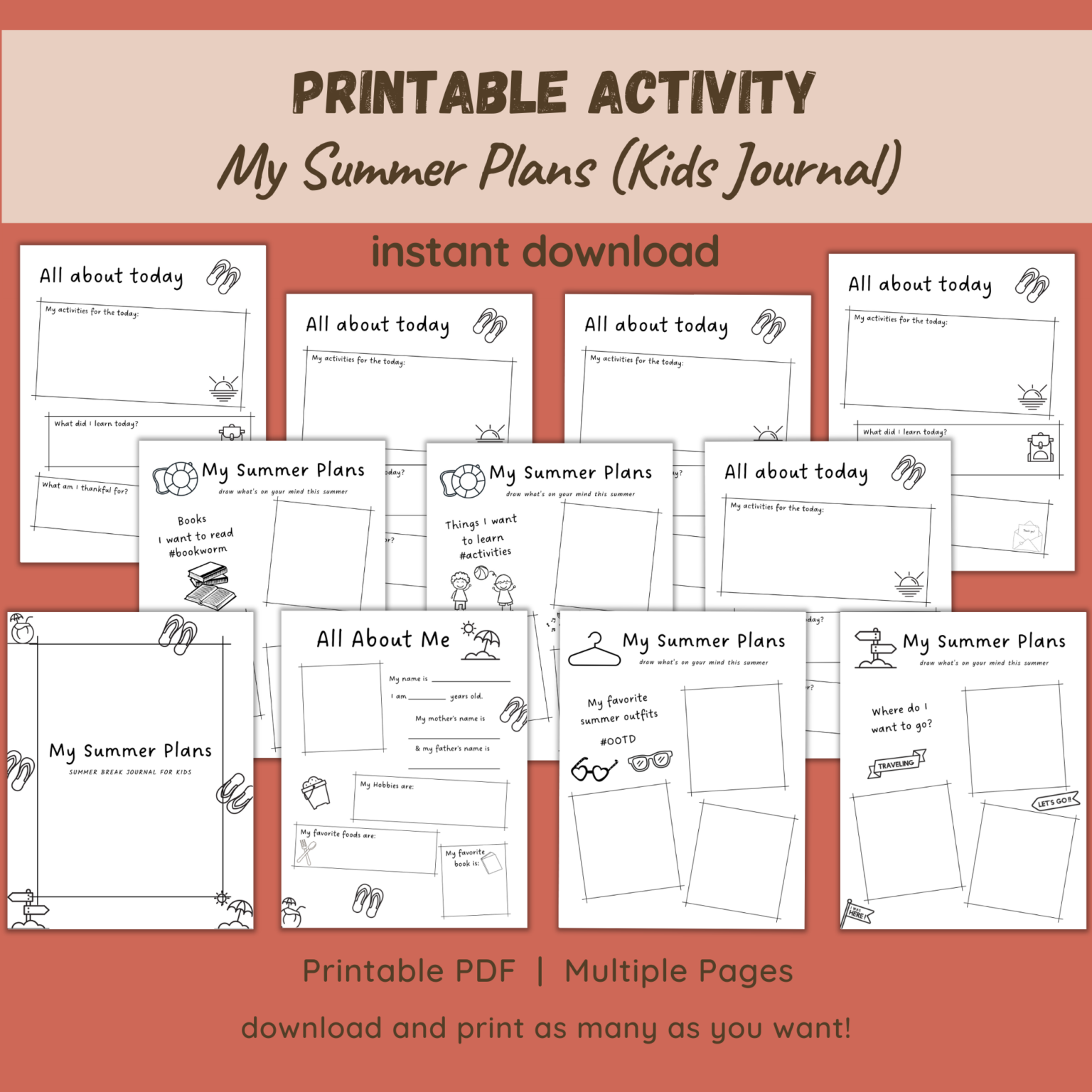 My Summer Plans Kids Journal [Free Printable]: Keeping Kids Creative ...